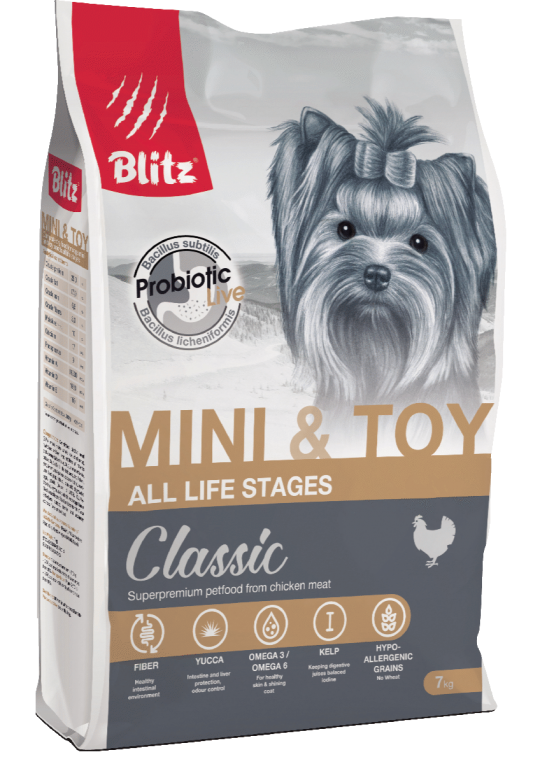 BLITZ ADULT MINI & TOY BREEDS: сухой корм "Блиц" для собак мелких и ...