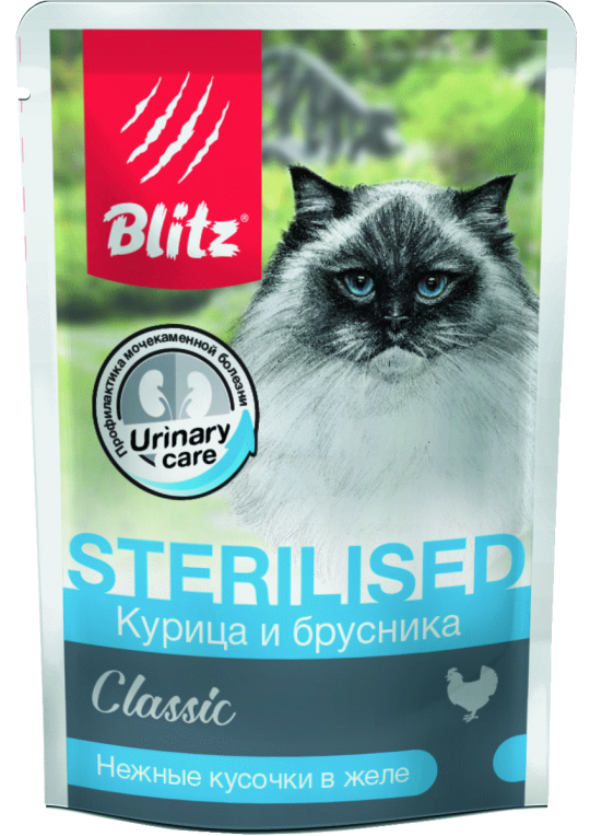 Сухой корм "Блиц" - Blitz Sterilised Cats с индейкой для ...