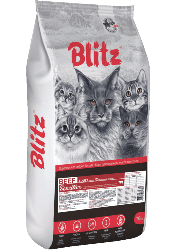 Blitz Sensitive Beef Adult Cats: сухой корм «Блиц» с говядиной для ...
